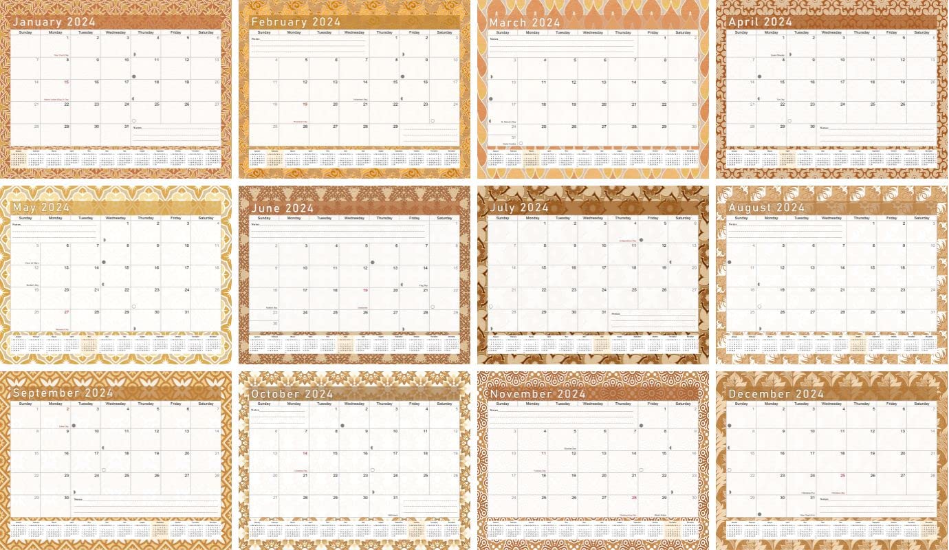 2024 Calendar 12 Months Student Calendar/Planner for 3-Ring Binder, Desk, or Wall -v025