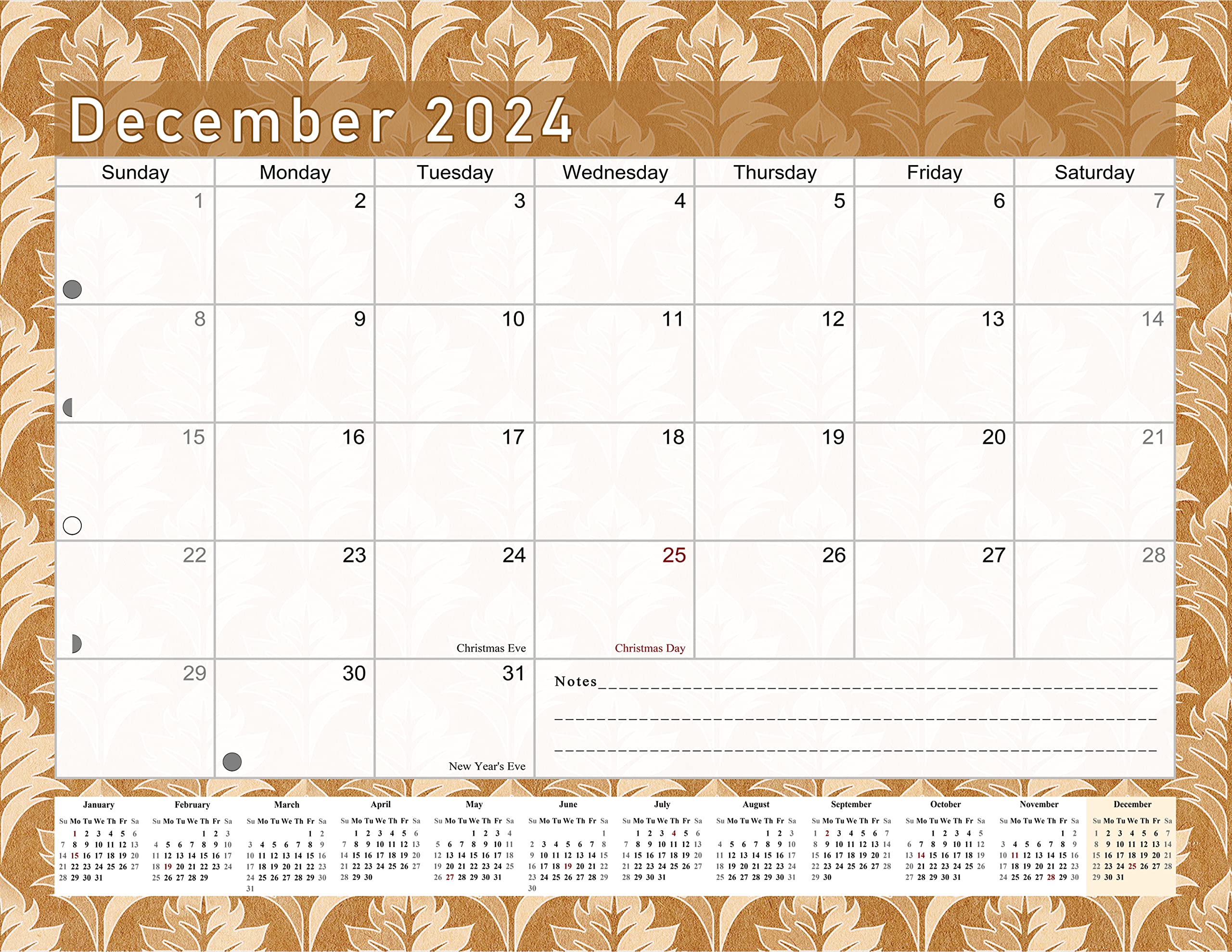 2024 Calendar 12 Months Student Calendar/Planner for 3-Ring Binder, Desk, or Wall -v025