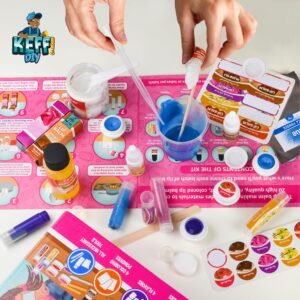 KEFF Lip Balm Making Kit - Make Your Own Lip Gloss Kit for Kids, Girls, & Teens - DIY Makeup Set with Beeswax, Shea Butter, Flavor Oils, Mica Color Powders & More - 51Pcs