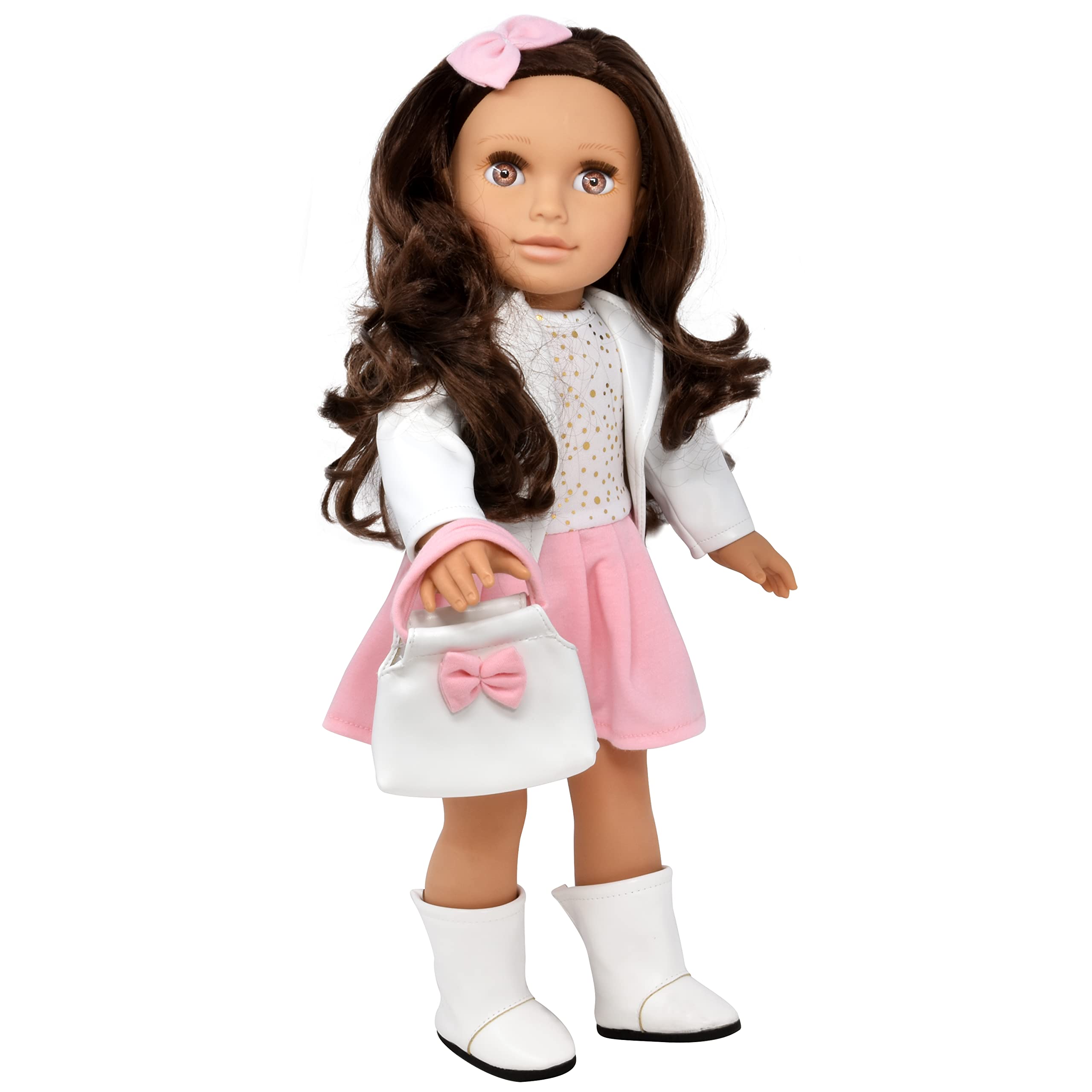 Gift Boutique 18 Inch Girl Doll, Fashion Doll with Fine Brown Hair for Styling Clothes Shoes and Accessories Princess Doll for Girls and Kids