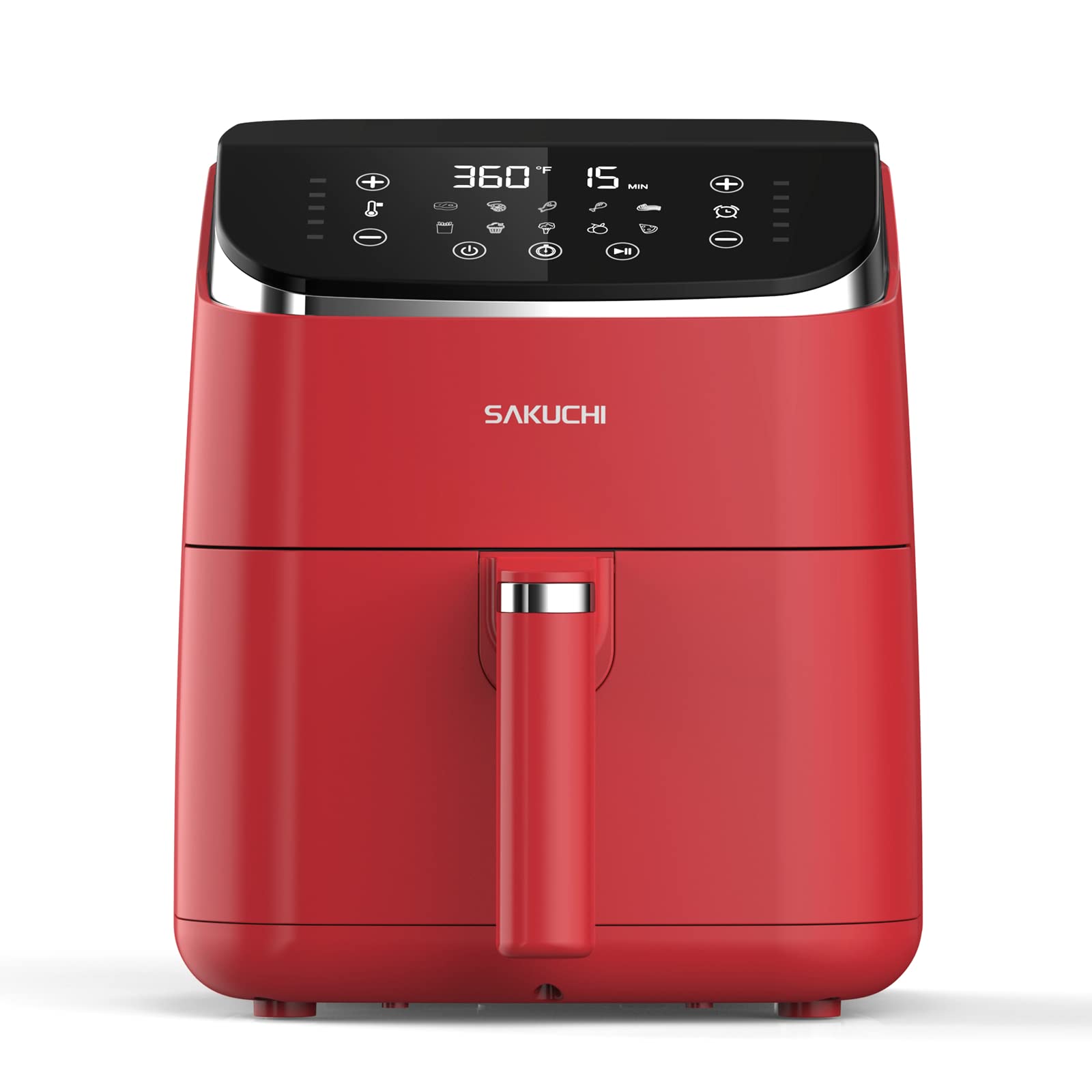 Sakuchi Air Fryer Large 5.8 Quart 10-in-1 Digital Air Fryer Oven Cooker with 10 Preset Cooking Programs, LED Touch Screen, Non-Stick Tray Basket, Pot Dishwasher Safe, 1500W (Red)