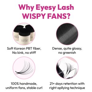 Eyesy Lash 500 Wispy Lash Extensions | 5D 0.07 Size 12mm Curl D | Wispy Natural Lash Look Premade Fans Eyelash Extensions Kim K American Volume Promade Fans Handmade Pre Made Loose Fan Lashes