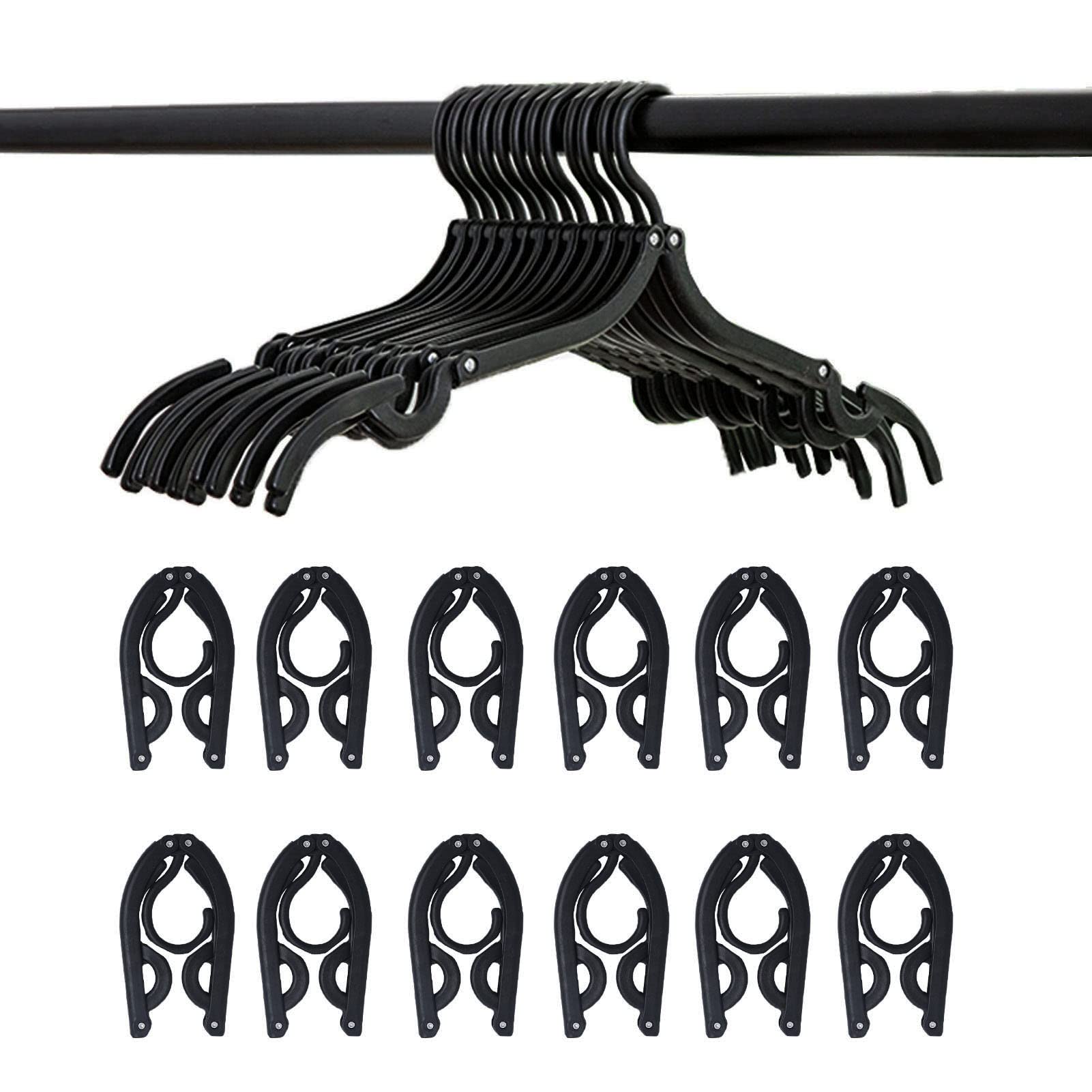 12 Pcs Black Travel Hangers - Portable Folding Clothes Hangers Travel Accessories Foldable Clothes Drying Rack for Travel