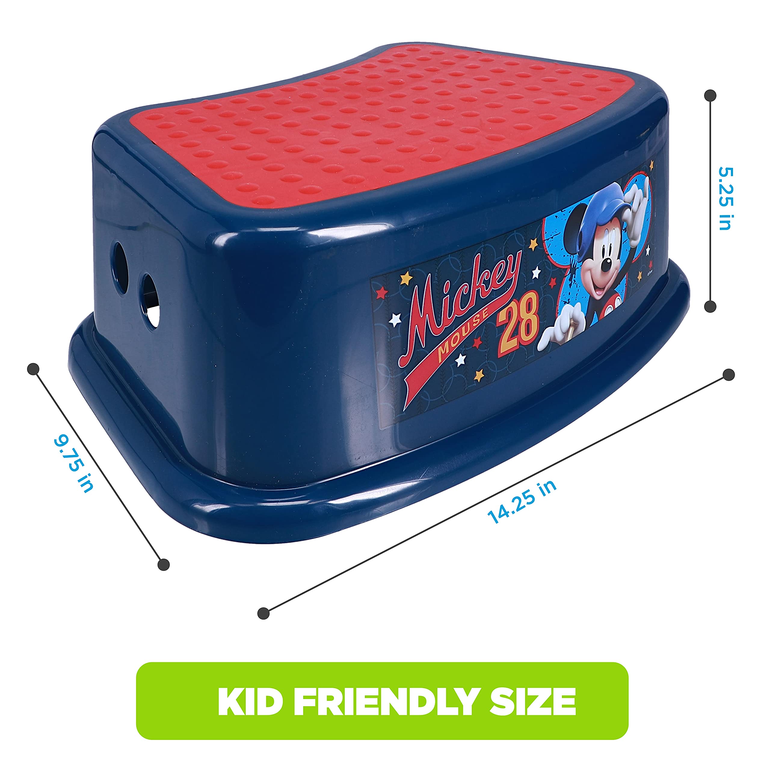 Disney Mickey Mouse All Star Bathroom Step Stool for Kids Using The Toilet and Sink - Kids Step Stool, Potty Training, Non-Slip, Bathroom, Kitchen, Lightweight