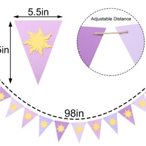 WAWOO Highchair Banner for 1st Birthday - Purple Sun Flag Banner, Purple Sun Hanging Bunting Banner, Purple Sun Birthday Party, Photo props,Purple Birthday Decoration (Flag Banner)