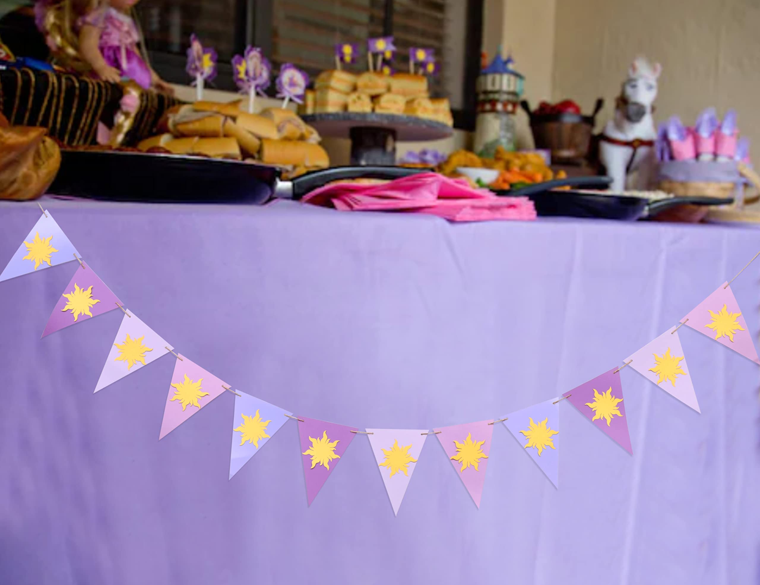 WAWOO Highchair Banner for 1st Birthday - Purple Sun Flag Banner, Purple Sun Hanging Bunting Banner, Purple Sun Birthday Party, Photo props,Purple Birthday Decoration (Flag Banner)