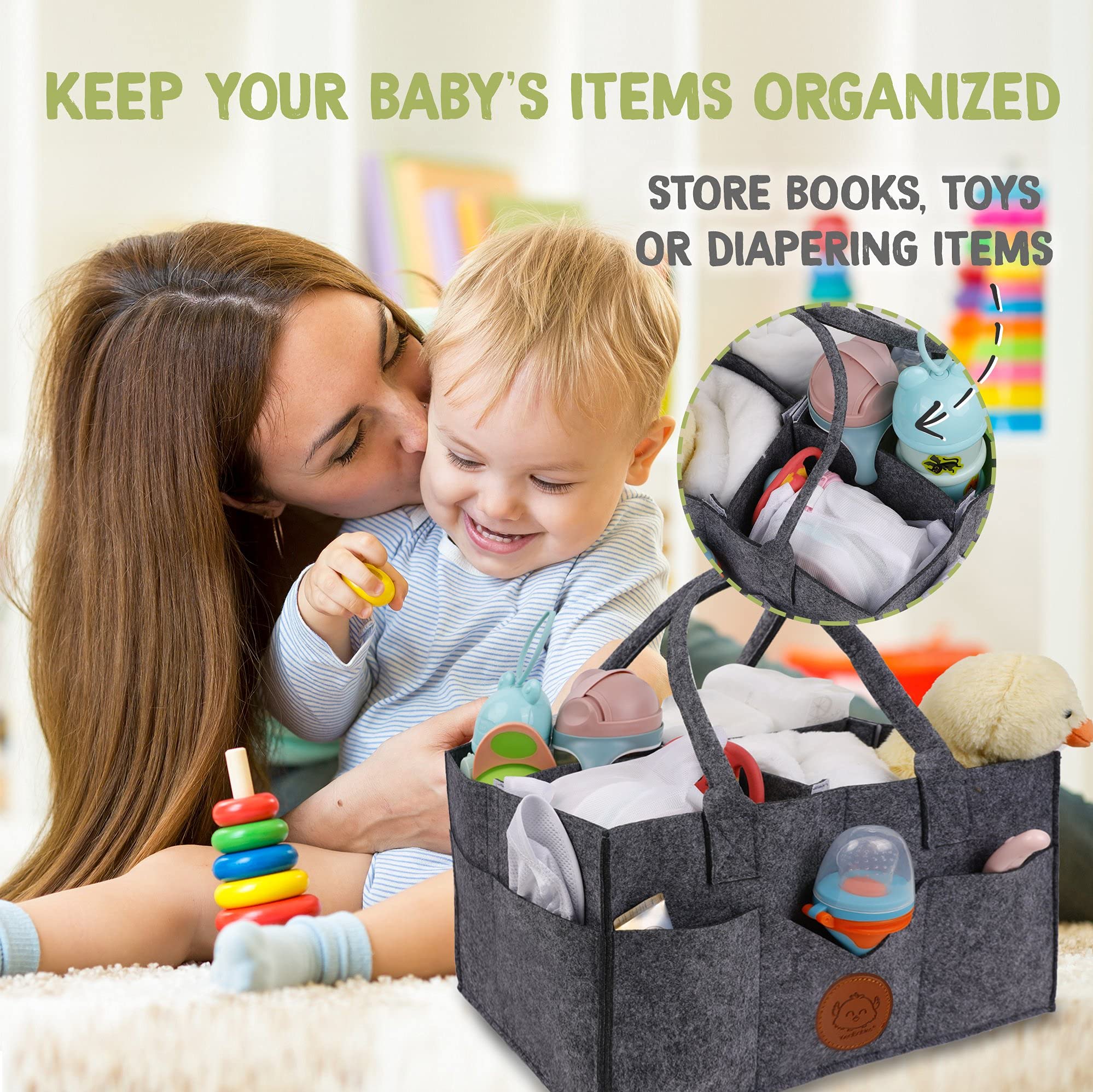 KeaBabies Baby Diaper Caddy Organizer and Portable Diaper Changing Pad - Large Baby Organizer - Waterproof Foldable Baby Changing Mat - Diaper Organizer for Changing Table - Travel Diaper Change Mat