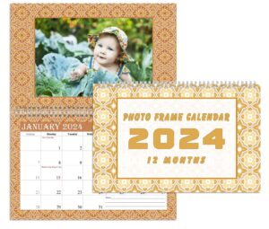 2024 photo frame wall spiral-bound calendar (add your own photos) - 12 months desktop/wall calendar/planner - (edition #09)