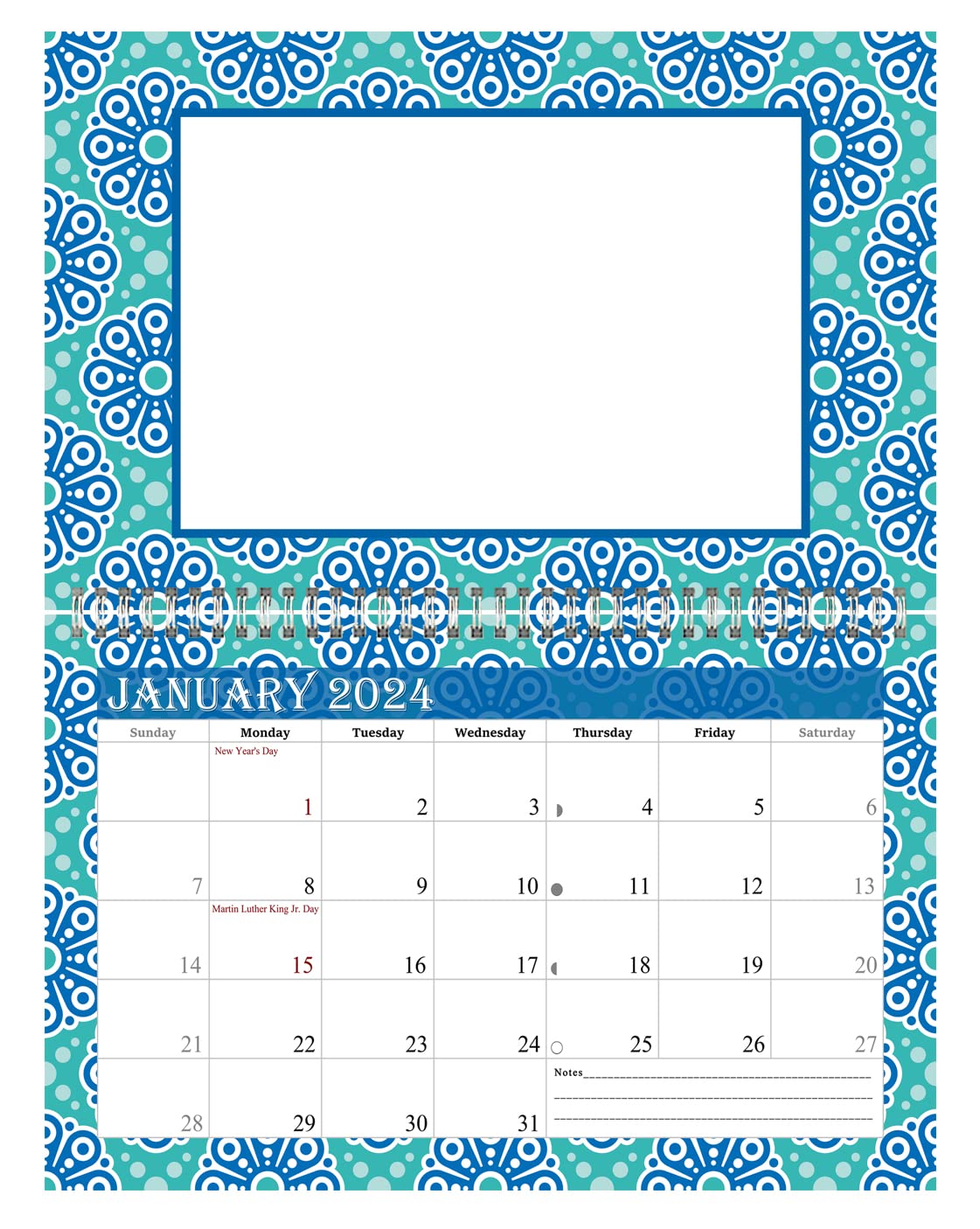 2024 Photo Frame Wall Spiral-bound Calendar (Add Your Own Photos) - 12 Months Desktop/Wall Calendar/Planner - (Edition #015) (26)