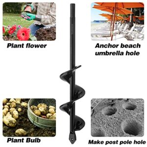 Garden Auger Drill Bit for Planting Ruooson 1.6X9in Garden AugerSpiral Drill, Easy Planter Rapid Planter Plant for 3/8" Hex Drive Drill . (1.6x9 in)