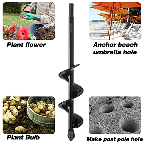 Garden Auger Drill Bit for Planting Ruooson 1.6X9in Garden AugerSpiral Drill, Easy Planter Rapid Planter Plant for 3/8" Hex Drive Drill . (1.6x9 in)