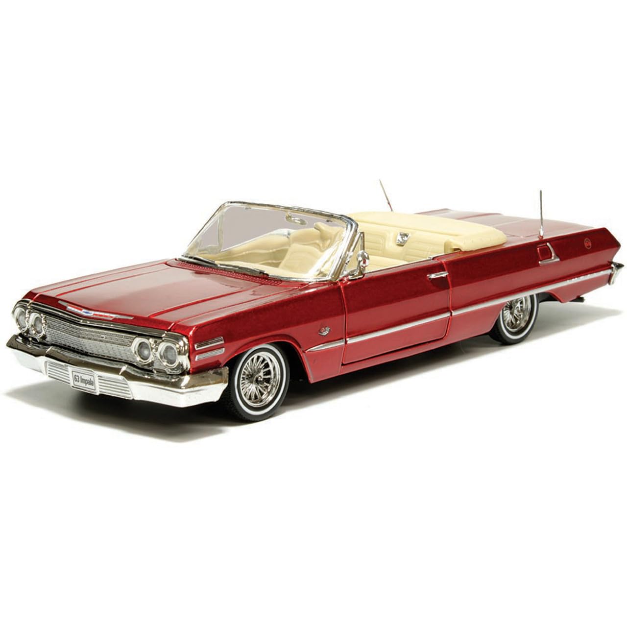 Welly Diecast 1963 Chevy Impala SS Convertible Red Metallic Low Rider Collection 1/24 Diecast Model Car by Welly 22434 LRW