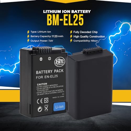 BM Premium High Capacity EN-EL25 Battery for Nikon Z30, Z50, Z 50, Z fc Digital Cameras