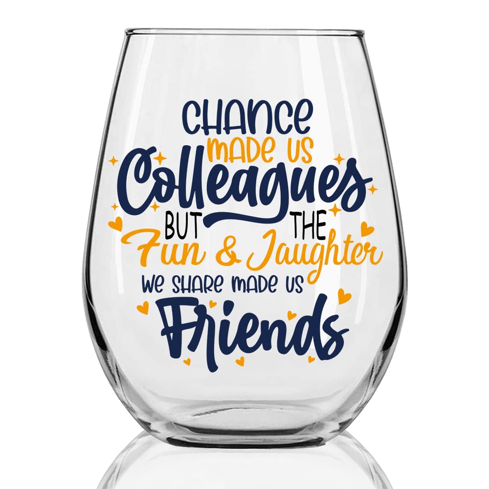 DYJYBMY Chance Made Us Colleagues Wine Glass, Coworker Gifts for Women Coworkers, Leaving Gifts, Friendship Gifts, Birthday Retirement Gifts, Christmas Gifts for Coworkers