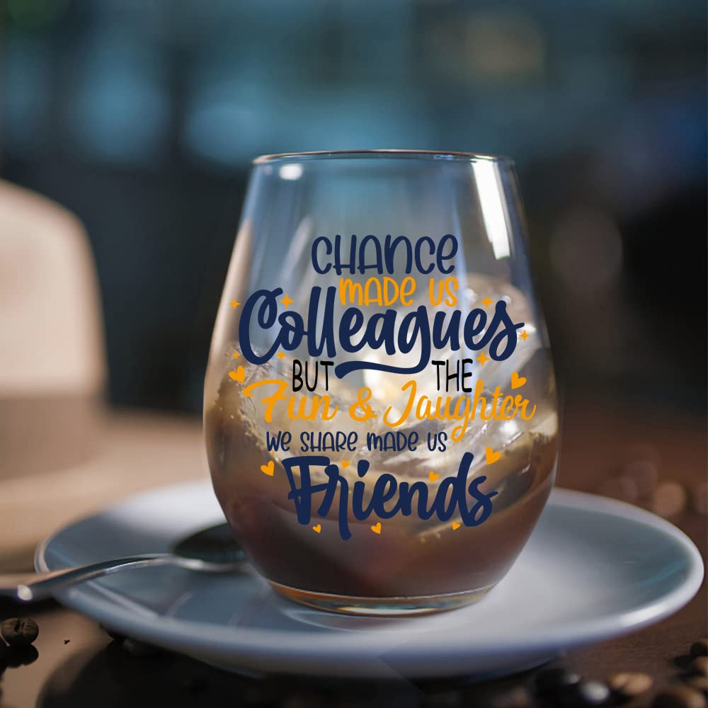 DYJYBMY Chance Made Us Colleagues Wine Glass, Coworker Gifts for Women Coworkers, Leaving Gifts, Friendship Gifts, Birthday Retirement Gifts, Christmas Gifts for Coworkers