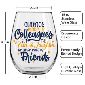 DYJYBMY Chance Made Us Colleagues Wine Glass, Coworker Gifts for Women Coworkers, Leaving Gifts, Friendship Gifts, Birthday Retirement Gifts, Christmas Gifts for Coworkers