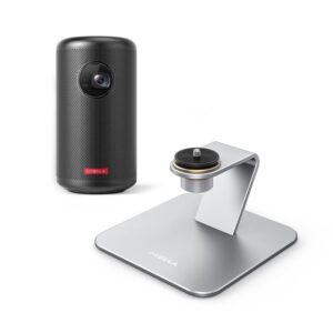 nebula capsule ii smart mini projector with nebula desktop stand for projectors, 360° and height adjustment