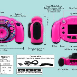 ekids LOL Surprise Kids Camera with SD Card, Digital Camera for Kids with HD Video Camera, Built-in Digital Stickers for Fans of LOL Toys for Girls Pink