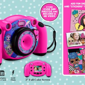 ekids LOL Surprise Kids Camera with SD Card, Digital Camera for Kids with HD Video Camera, Built-in Digital Stickers for Fans of LOL Toys for Girls Pink