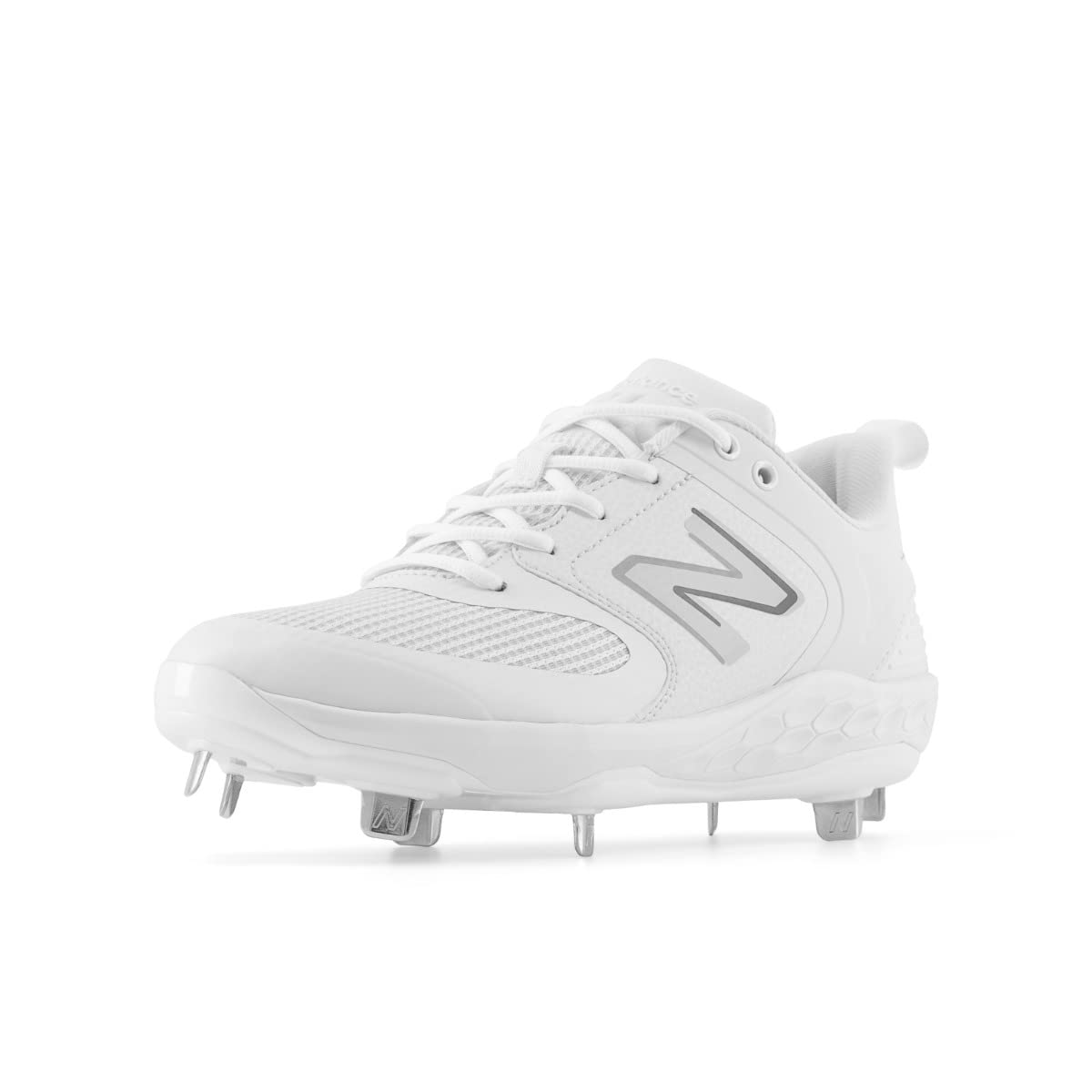 New Balance Women's Fresh Foam Velo V3 Softball Shoe, White/Rain Cloud, 10.5