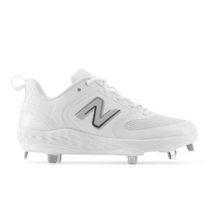 New Balance Women's Fresh Foam Velo V3 Softball Shoe, White/Rain Cloud, 10.5