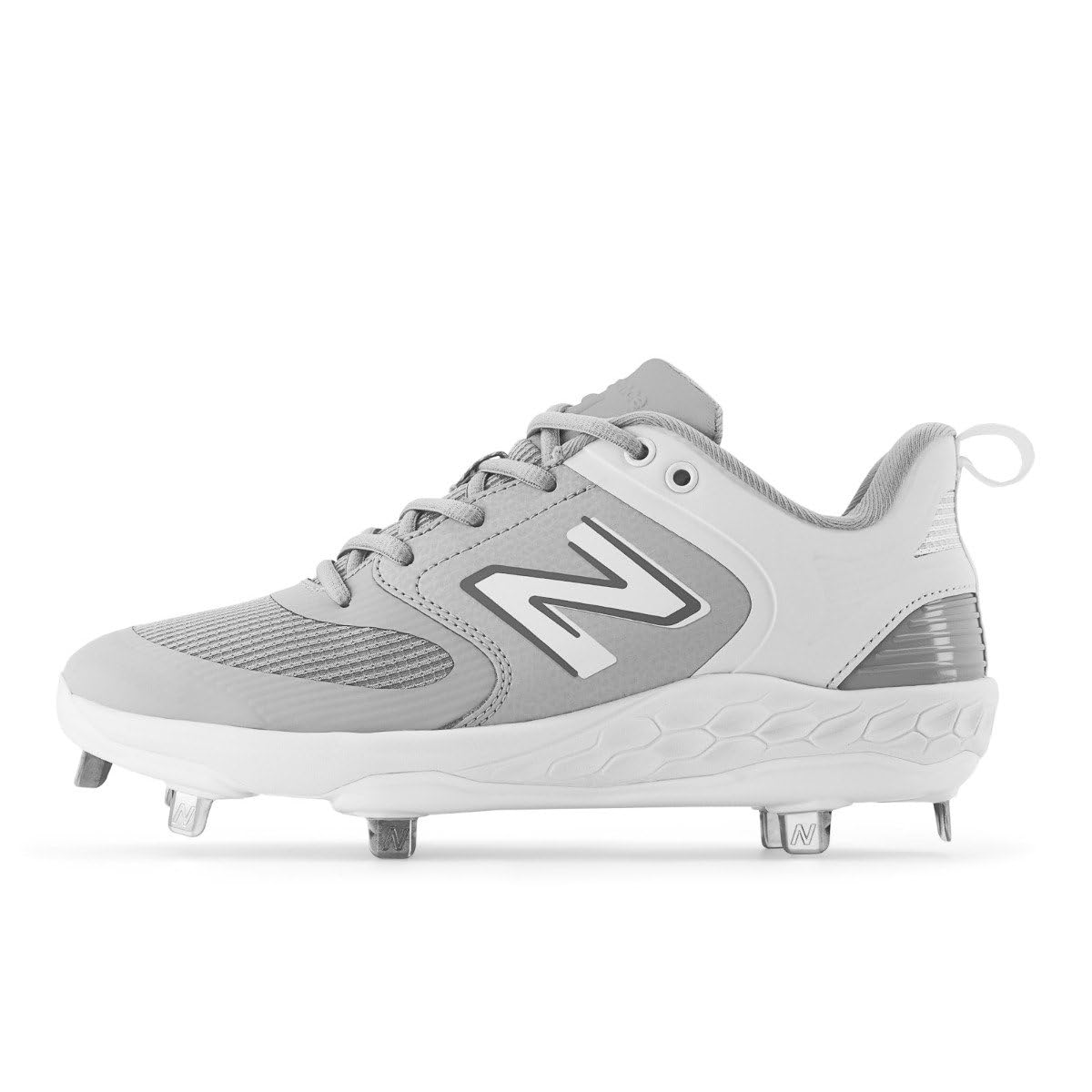 New Balance Women's Fresh Foam Velo V3 Softball Shoe, Grey/White, 9