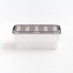 IRIS USA 13 Quart Stack & Pull Clear storage Box, Gray, 8 Pack