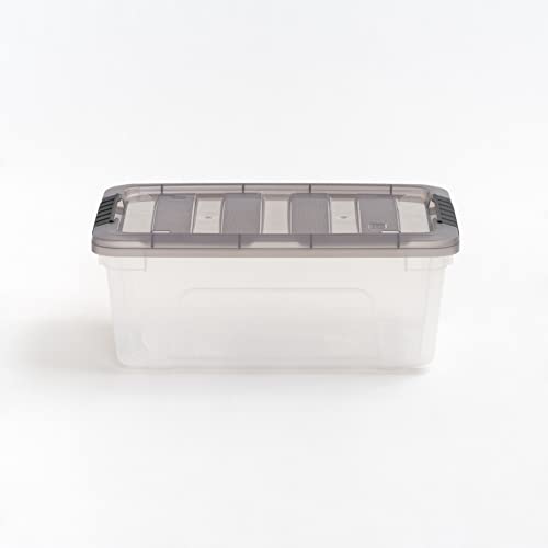 IRIS USA 13 Quart Stack & Pull Clear storage Box, Gray, 8 Pack