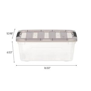 IRIS USA 13 Quart Stack & Pull Clear storage Box, Gray, 8 Pack