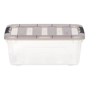 IRIS USA 13 Quart Stack & Pull Clear storage Box, Gray, 8 Pack