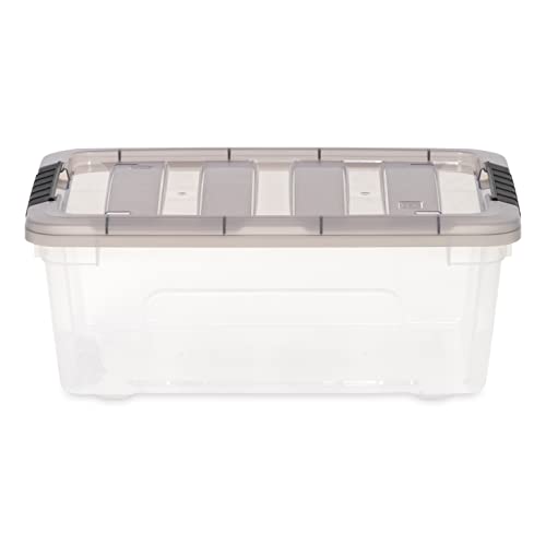 IRIS USA 13 Quart Stack & Pull Clear storage Box, Gray, 8 Pack