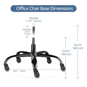 Sytopia Office Chair Base Replacement Bundles, Heavy Duty 352LBs, Reinforced to Repair Swivel Gaming Chair Bottom Part with 5 Universal Premium Casters and 1 Gas Lift Cylinder(Matte Black)