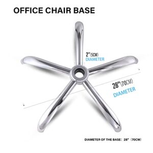 Sytopia Office Chair Base, 28 Inch Office Chair Base Replacement with Reinforced Metal Legs (2200Lbs), Chair Bottom Part for Most Chairs, Universal Gas Cylinder and Caster Sockets (Polished Steel)