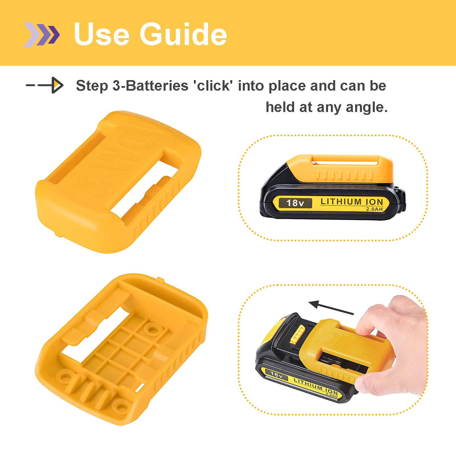 NA Battery Mount Holder for Dewalt 20V 60V Battery Dock Holder Fit for DeWalt Battery Power Tools, 5 Pack (No Battery)