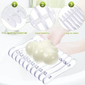 4 Pieces Plastic Bar Soap Holder Soap Tray Soap Saver Bar Dish Self Draining Soap Dishes for Soap Sponge Dryer Bathroom Toilet Shower Kitchen Restaurant Counter (Clear)