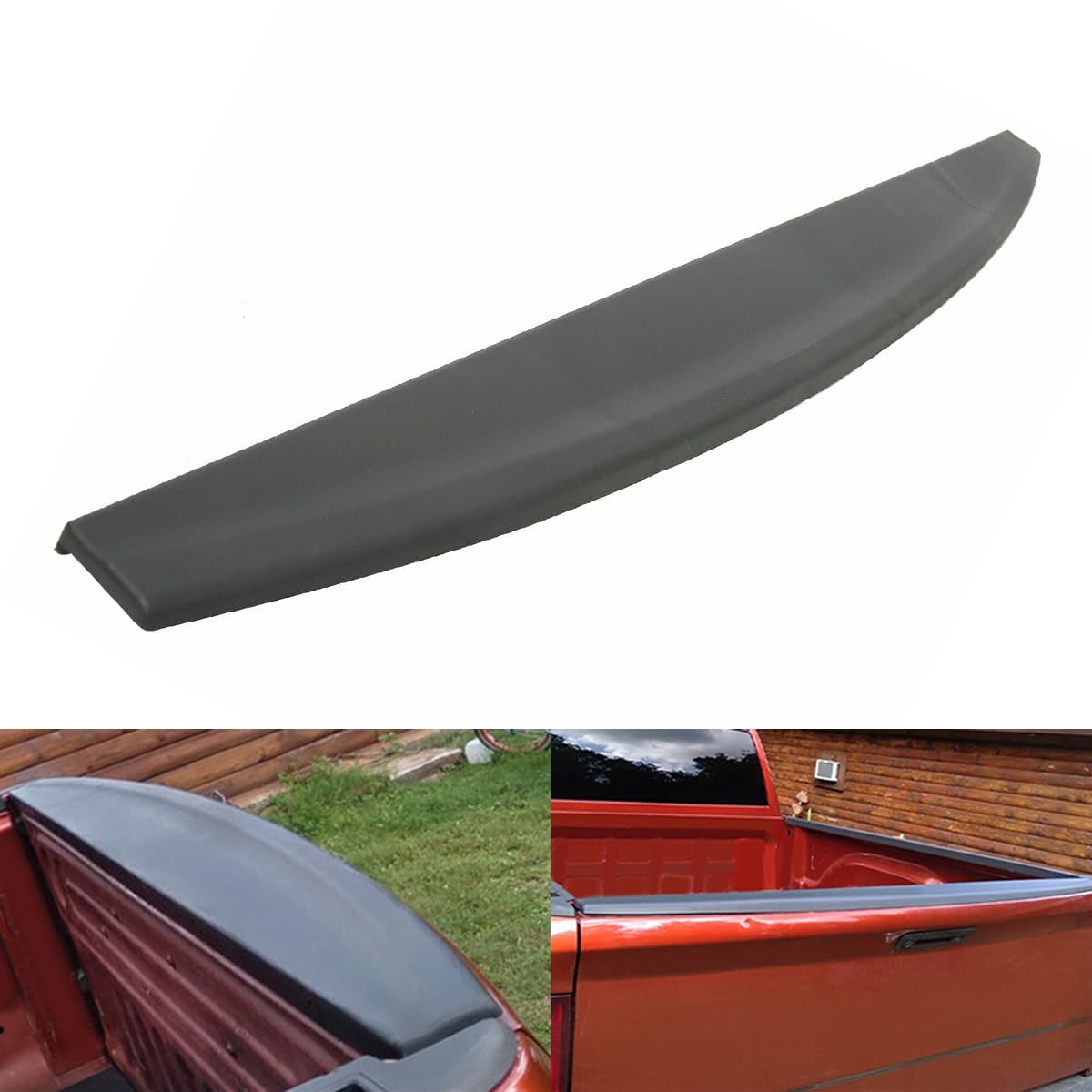 KARPAL Tailgate Spoiler Top Protector Cover Molding Cap Compatible with 2009-2018 Dodge Ram 1500 2010-2018 2500 3500 TO1904100 ABS Black