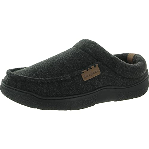 Dearfoams Men's Clog Style Memory Foam Slippers Wool Blend (Small, Black, small)