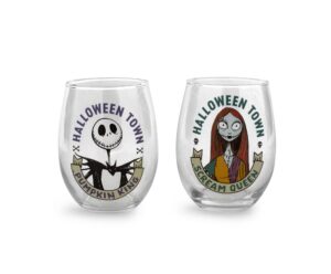 disney the nightmare before christmas 20-ounce stemless wine glasses | set of 2