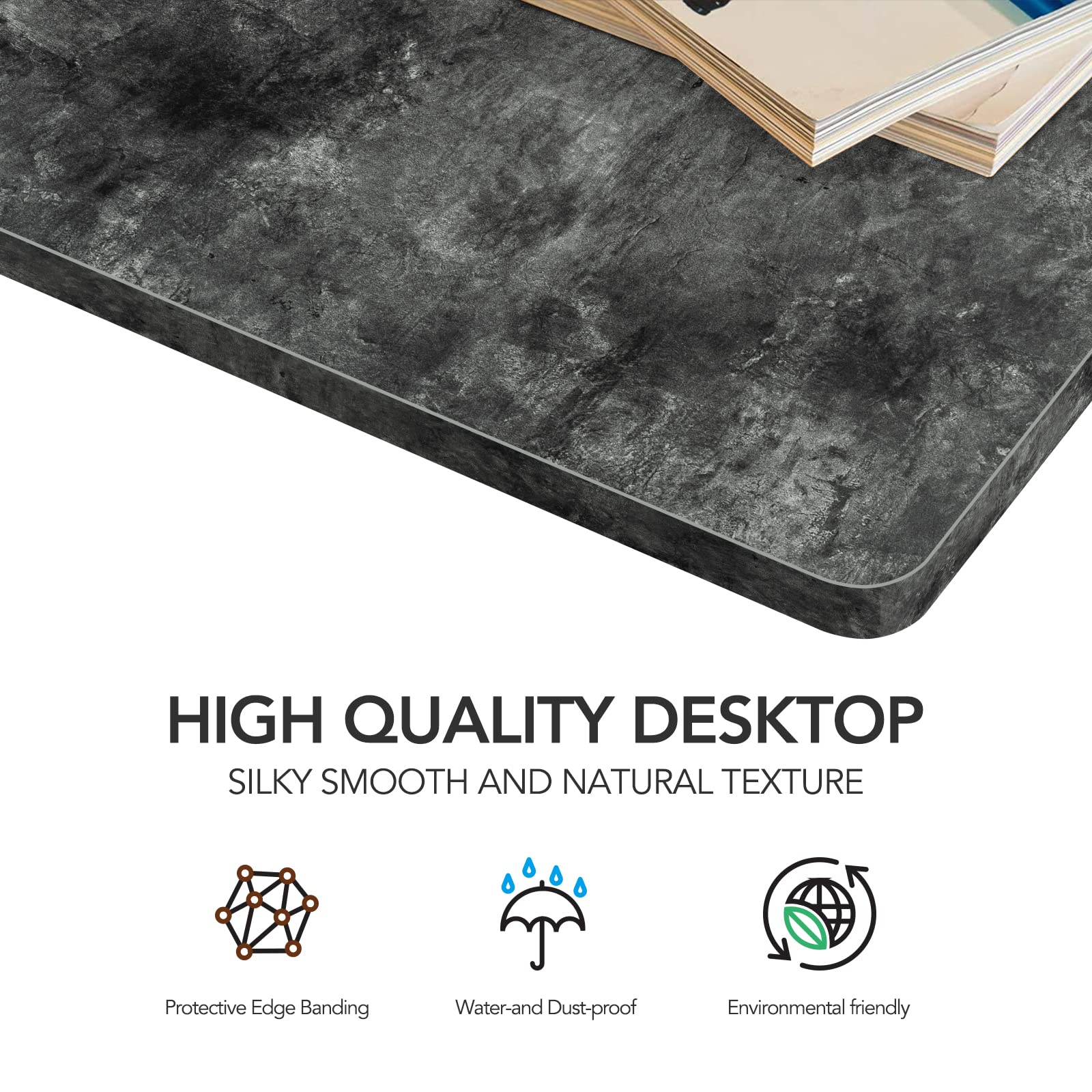 FLEXISPOT Whole Piece 48"x30" Desktop 1" Thickness Height Adjustable Desk Rectangular Tabletop Graphite Board (48INCH Graphite)