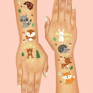 xo, Fetti Woodland Animal Temporary Tattoos - 42 Glitter Styles | Forest Friends Birthday Party Supplies, Deer Baby Shower, Bear Favors, Fox, Owl