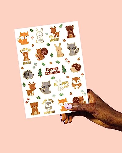 xo, Fetti Woodland Animal Temporary Tattoos - 42 Glitter Styles | Forest Friends Birthday Party Supplies, Deer Baby Shower, Bear Favors, Fox, Owl