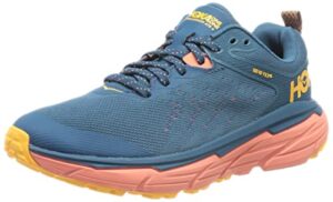 hoka women's challenger 6 gtx all terrain running shoes sneakers (blue coral - camellia, us_footwear_size_system, adult, women, numeric, medium, numeric_7_point_5)