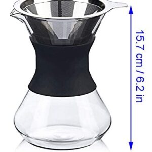 Pour Over Coffee Maker with Dripper Filter 34 Ounce/ 1000ml Glass Coffee Brewer