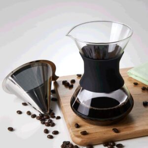 Pour Over Coffee Maker with Dripper Filter 34 Ounce/ 1000ml Glass Coffee Brewer