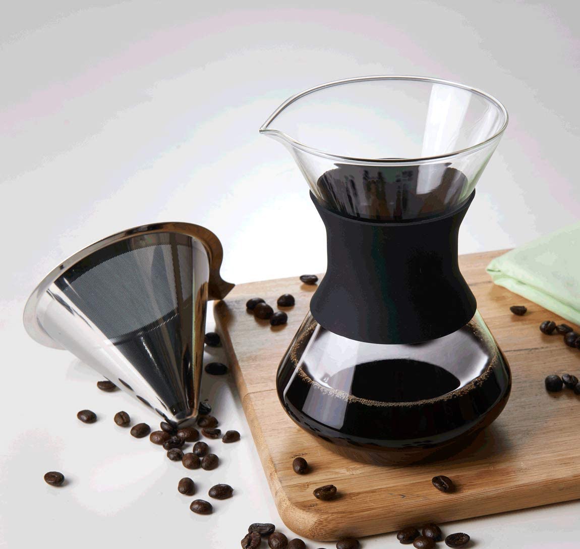 Pour Over Coffee Maker with Dripper Filter 34 Ounce/ 1000ml Glass Coffee Brewer