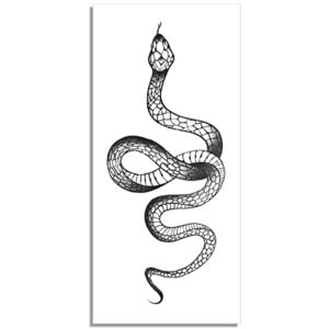 fashion realistic big size black snake temporary tattoo stickers for women men waterproof fake tattoo waist body forearm arm