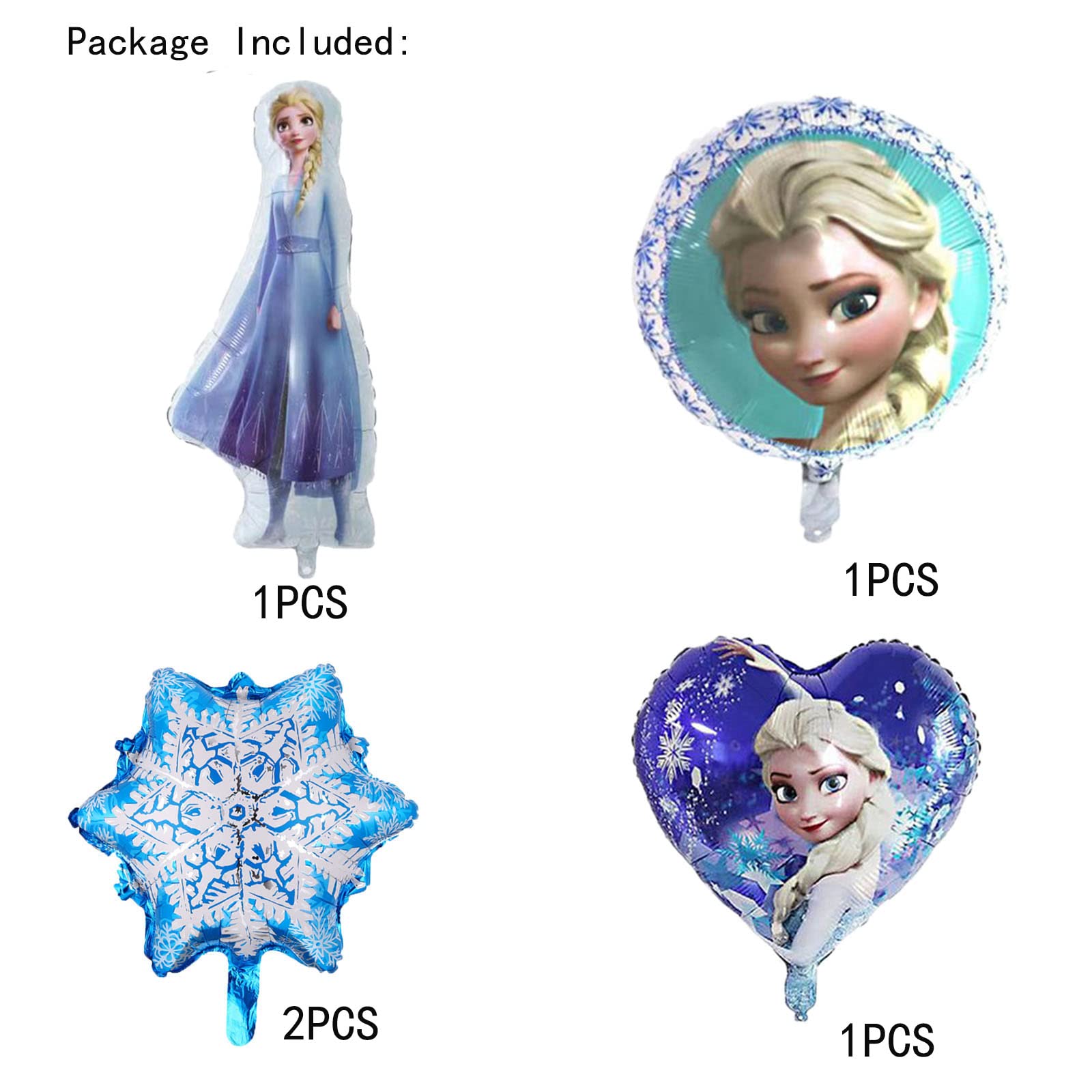 HTRY 5PCS Frozen Foil Balloons for Kids Birthday Baby Shower Elsa Theme Party Decorations