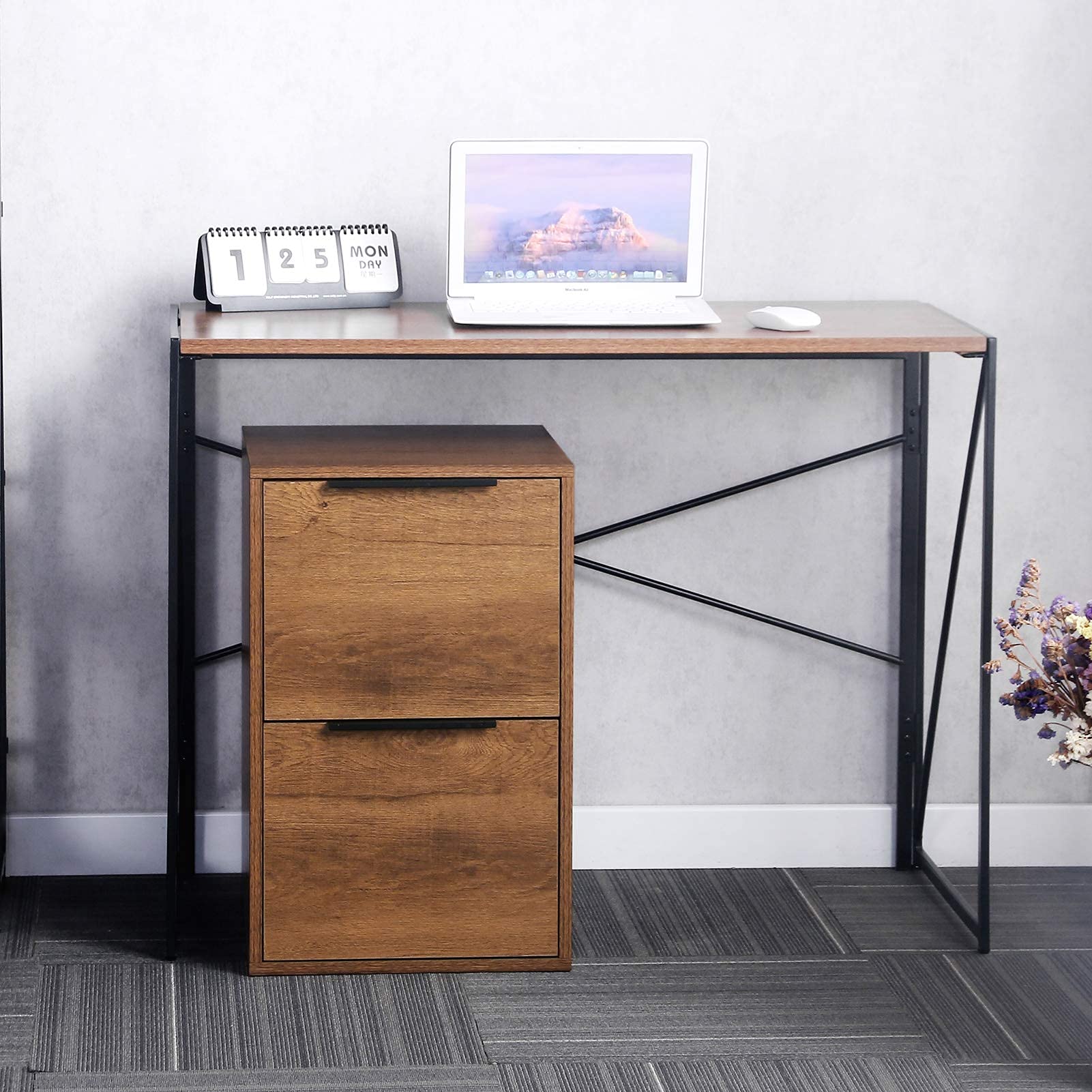 2 Drawer File Cabinet Wood, Pressed Wood File Cabinets for Hanging Letter Size,Vertical Storage Under Desk Filing Cabinet for Home Office,Brown