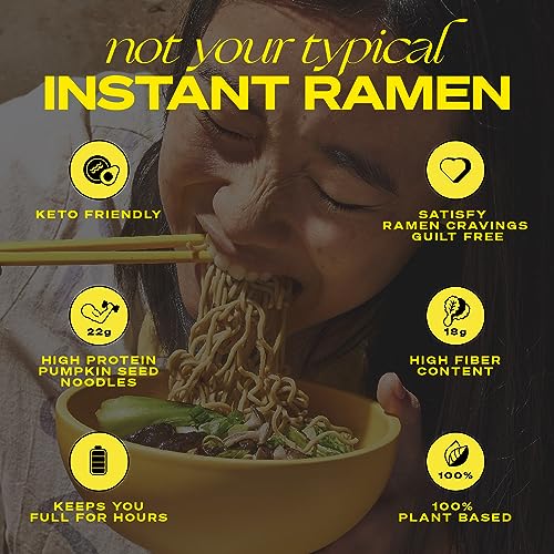 immi Black Garlic "Chicken" Ramen, 100% Plant Based, Keto Friendly, Low Carb, High Protein, Packaged Noodle Meal Kit, Ready to Eat, 6 Pack