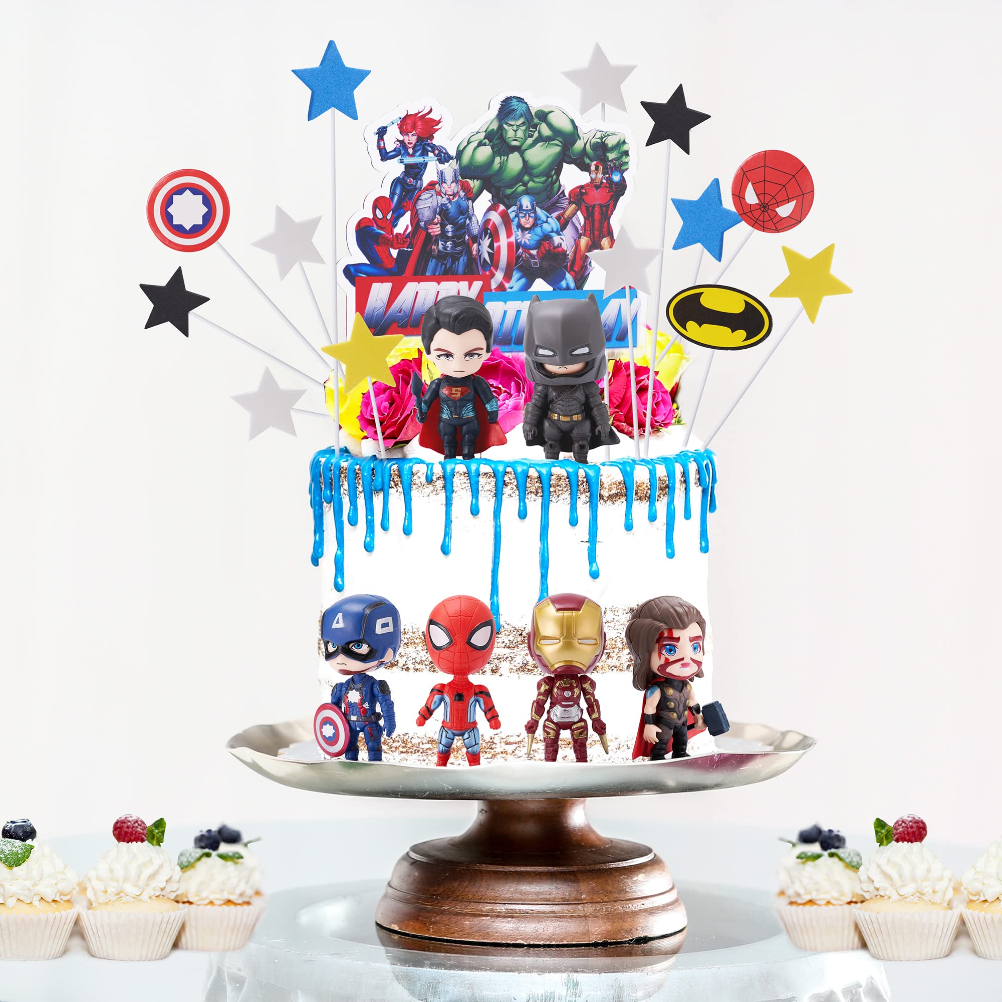 Superhero Party Supplies, Superhero Theme Birthday Party Decoration Kit, Cake Decoration，Cake Topping Birthday Party Article Gifts.